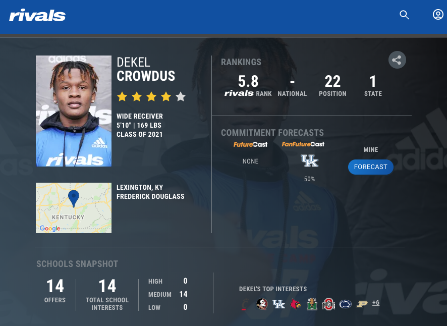 Dekel Crowdus, “…the best receiver I have ever seen…” – Kentucky Prep ...