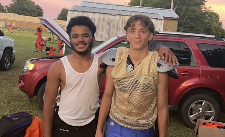 Tristin Dillard, ’27, and Jack Whaley Long, ’27, looking to right the ...